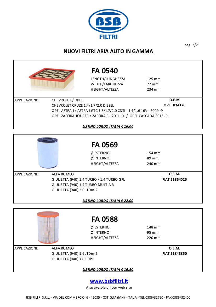 Nuovi filtri in gamma - Portale Inforicambi.it